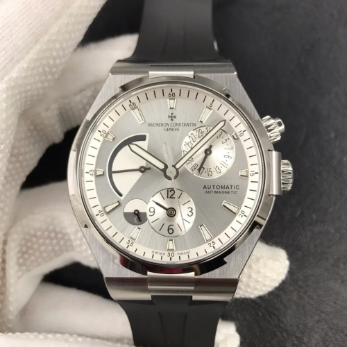 Eta Vacheron swiss Overseas Dual Time White Dial in Steel on Rubber ...