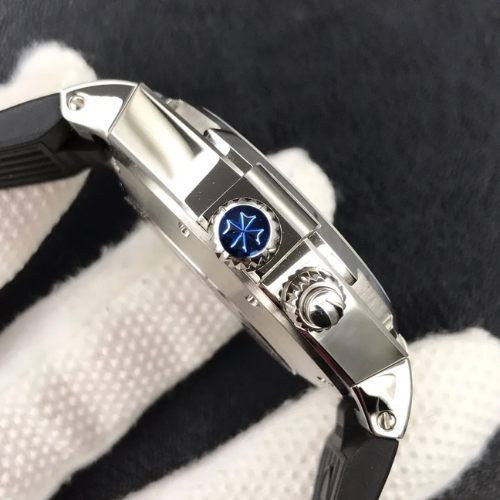 Eta Vacheron swiss Overseas Dual Time White Dial in Steel on Rubber ...